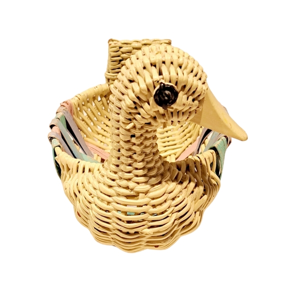 Accents | Two Vintage Wicker Ducks Wooden Bill Painted Baskets ...